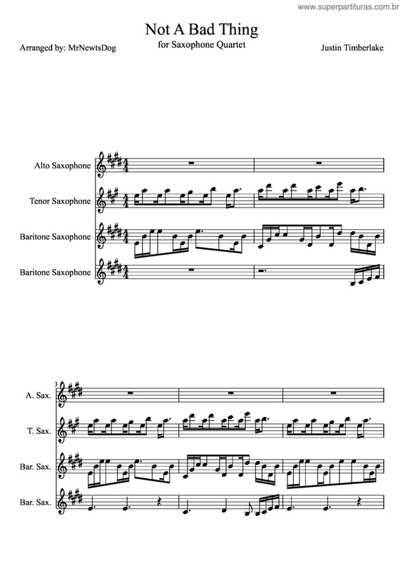 Super Partituras - Not A Bad Thing (Justin Timberlake)