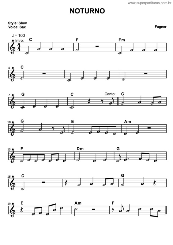 Super Partituras - Noturno v.13 (Fagner), com cifra