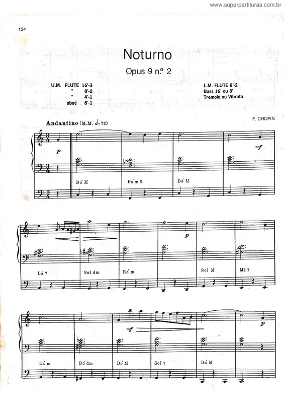 Super Partituras - Noturno v.9 (F. Chopin), com cifra