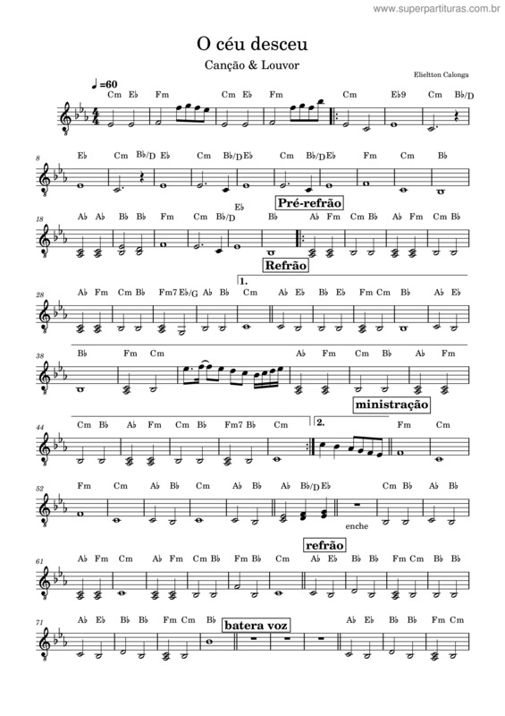Super Partituras O Ceu Desceu Canção E Louvor