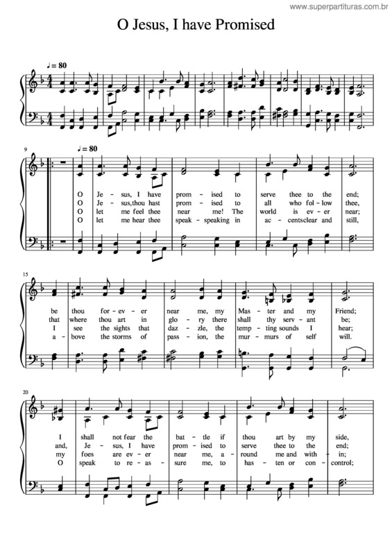 Super Partituras - O Jesus I Have Promised (Angel’S Story Arthur H. Mann)