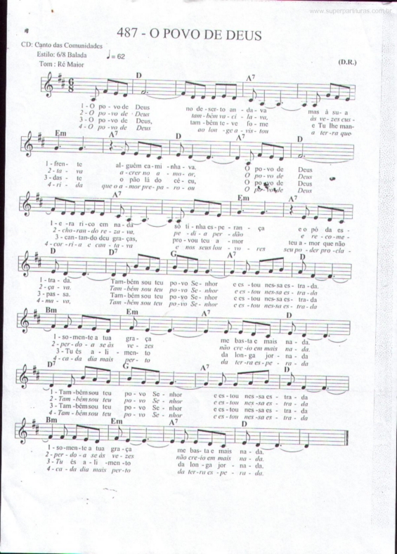 Super Partituras - O Povo de Deus (Canto das Comunidades), com cifra Super Partituras - O Povo de Deus (Canto das Comunidades), com cifra