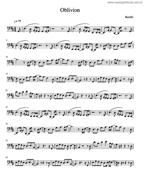 Super Partituras - Oblivion (Bastille)
