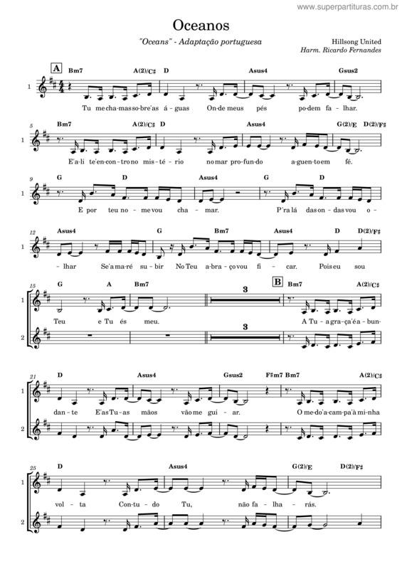 Super Partituras - Oceans (Hillsong)