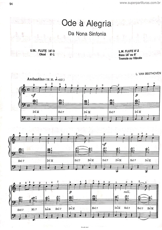 Super Partituras - Ode À Alegria v.6 (L. Beethoven), com cifra