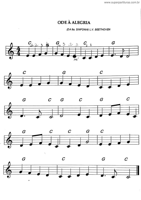 Super Partituras - Ode À Alegria v.7 (L. Beethoven), com cifra