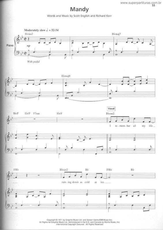 Super Partituras - Oh Mandy (Barry Manilow), com cifra