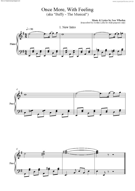 Super Partituras - Once More With Feeling (Buffy The Musical Theme)