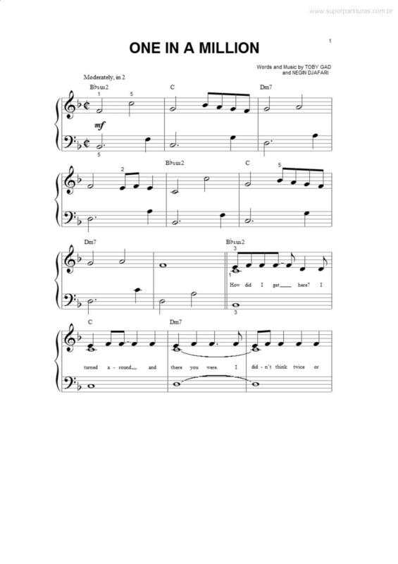Super Partituras - One ia a Million v.2 (Miley Cyrus, Toby Gad, Negin ...