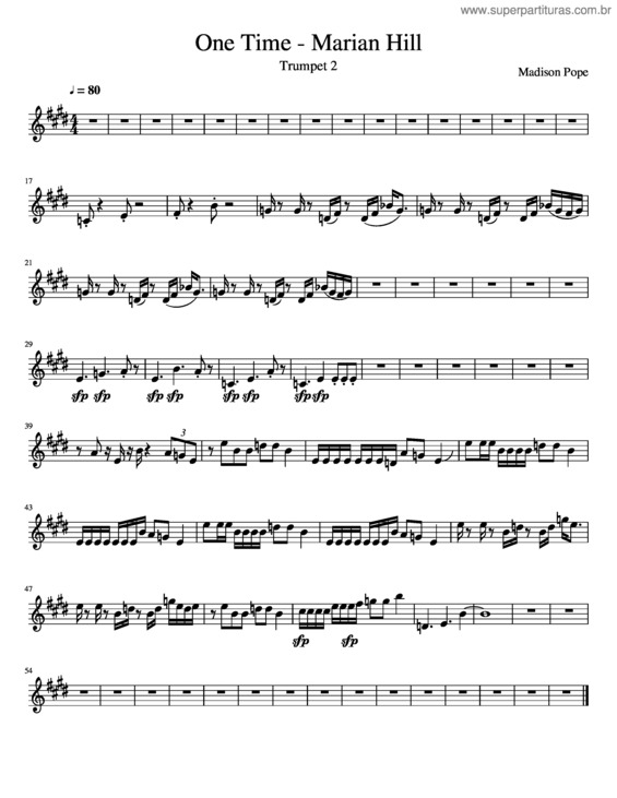 Super Partituras - One Time – Marian Hill – Trumpet 2 (Desconhecido)