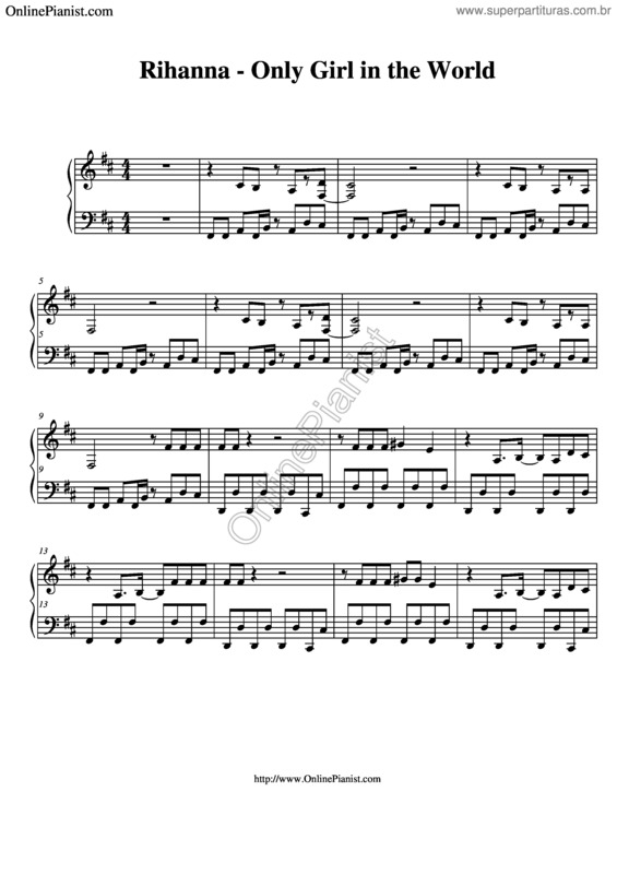 Super Partituras - Only Girl In The World (Rihanna), com cifra
