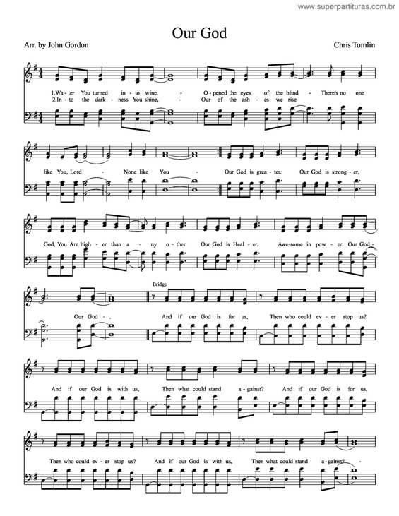 Super Partituras - Our God v.2 (Chris Tomlin), com cifra