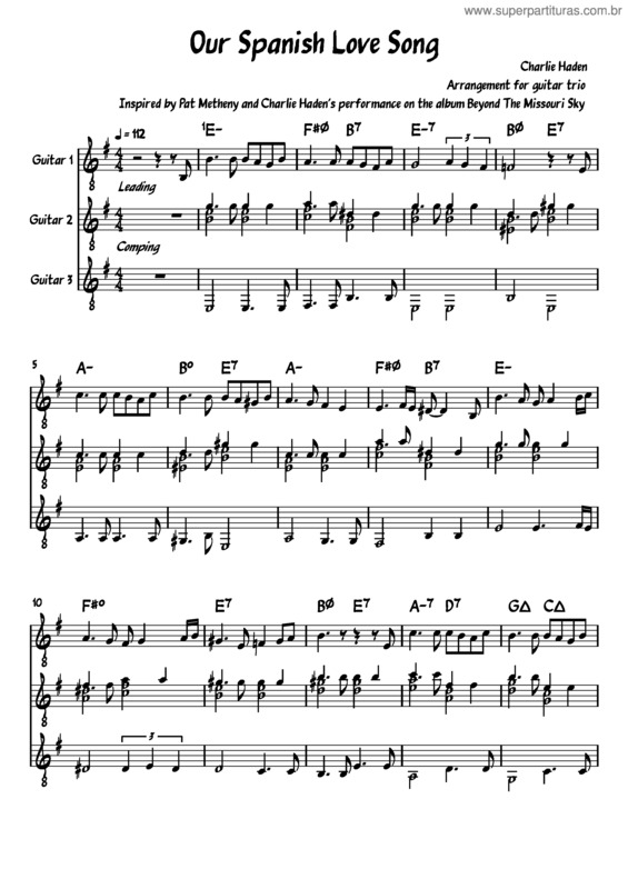 Super Partituras - Our Spanish Love Song – Charlie Haden Our Spanish ...