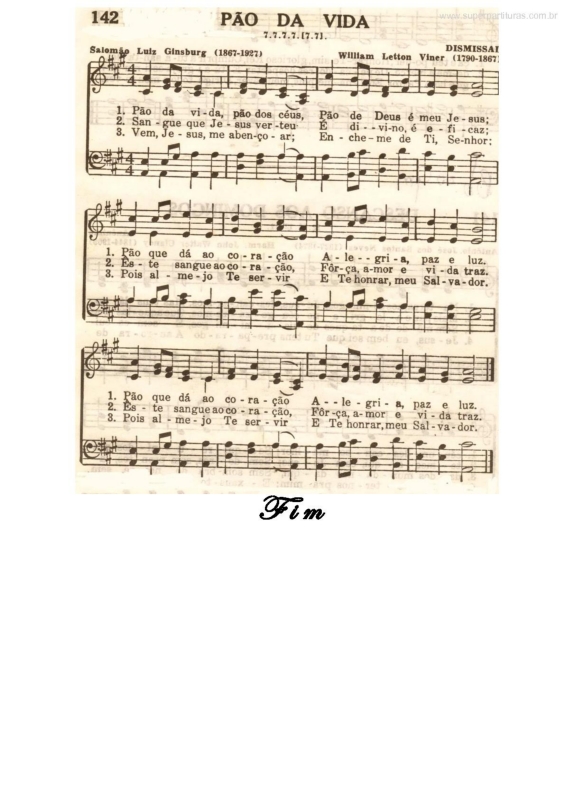 Super Partituras - Pão da Vida (Salomão Luiz Ginsburg, William Letton ...