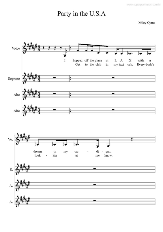 Super Partituras - Party in the USA (Miley Cyrus)