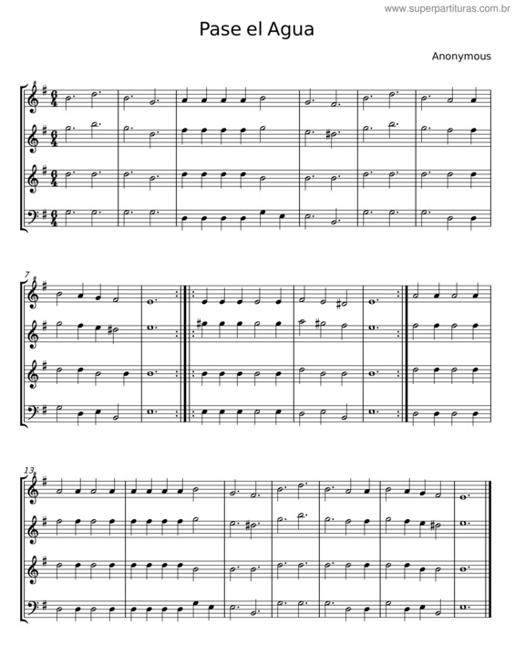 Super Partituras - Pase El Agua v.2 (Desconhecido)