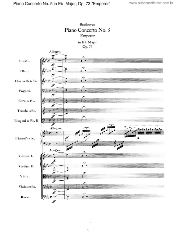 Super Partituras - Piano Concerto No. 5 `Emperor` v.3 (Ludwig Van Beethoven)