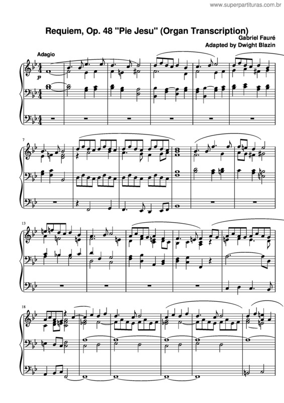 Super Partituras - Pie Jesu From Fauré Requiem. Organ Adaptation ...