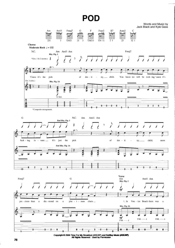 Super Partituras - POD (Tenacious D, Jack Black, Kyle Gass), com cifra