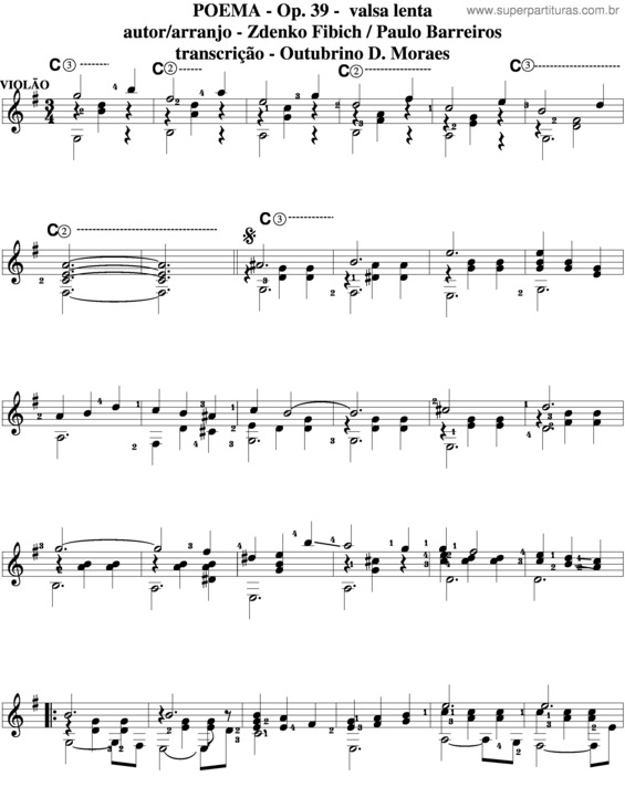 Super Partituras - Poema v.3 (Zdenko Fibich), com cifra