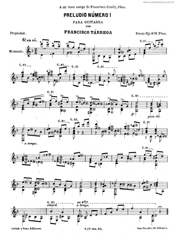 Super Partituras - Prelude No. 1 v.2 (Francisco Tarrega)