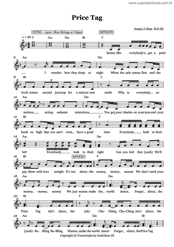 Super Partituras - Price tag (Jessie J), com cifra