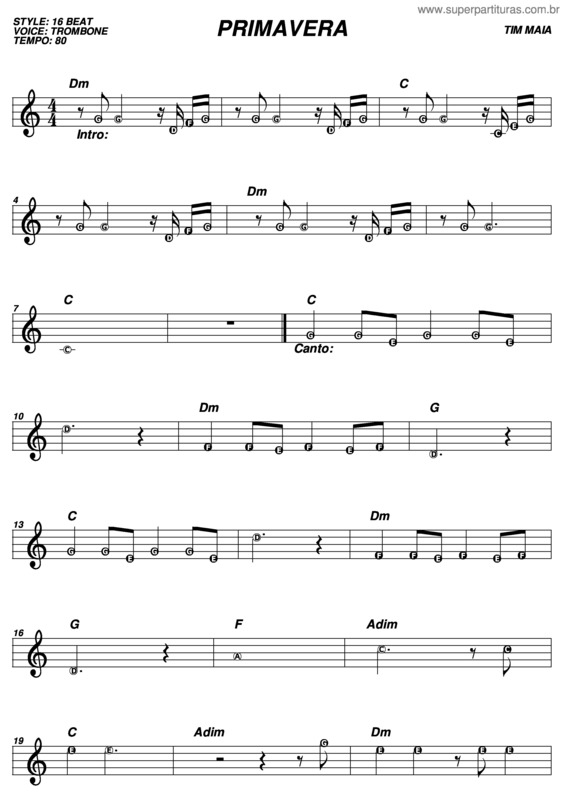 Super Partituras - Primavera 2 (Tim Maia), com cifra