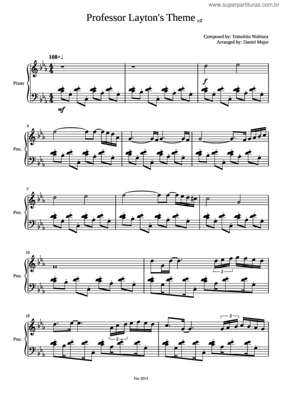 Super Partituras - Professor Layton`S Theme (Tomohito Nishiura)