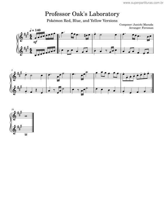 Super Partituras - Professor Oak`S Laboratory (Junichi Masuda)