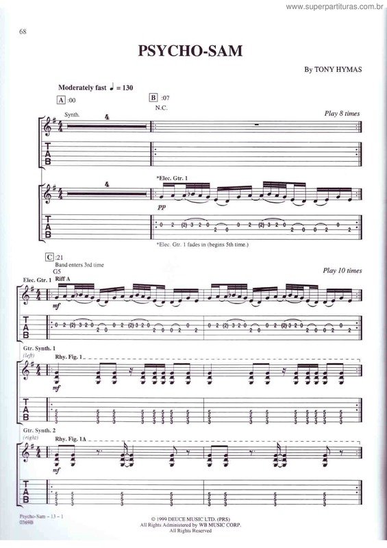 Super Partituras - Psycho-sam (Jeff Beck), com cifra