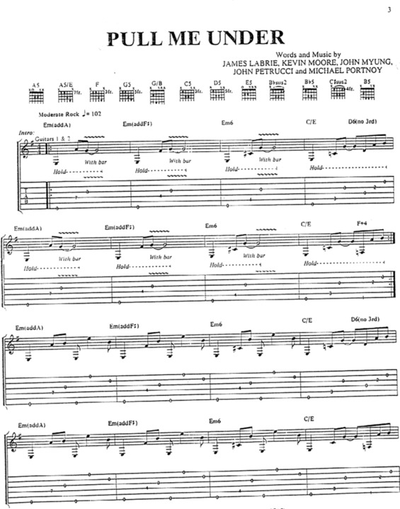 Super Partituras - Pull Me Under (Dream Theater), com cifra