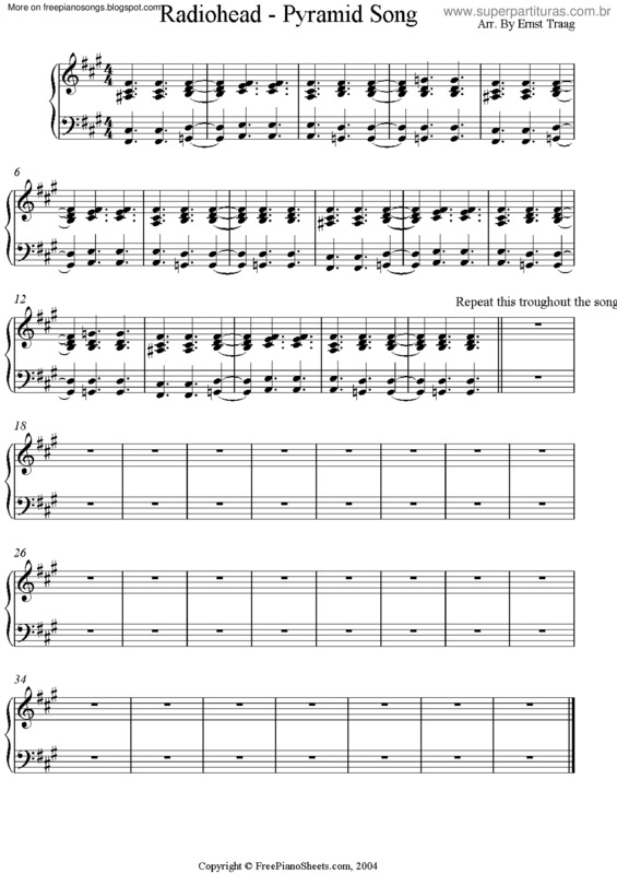 Super Partituras - Pyramid Song v.2 (Radiohead)