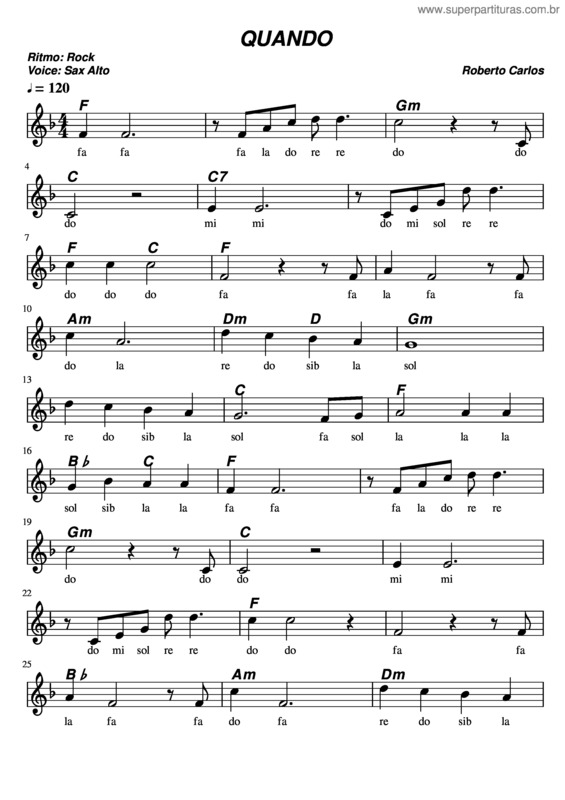 Super Partituras - Quando v.12 (Roberto Carlos), com cifra