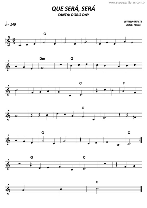 Super Partituras - Que Será, Será v.2 (Doris Day), com cifra
