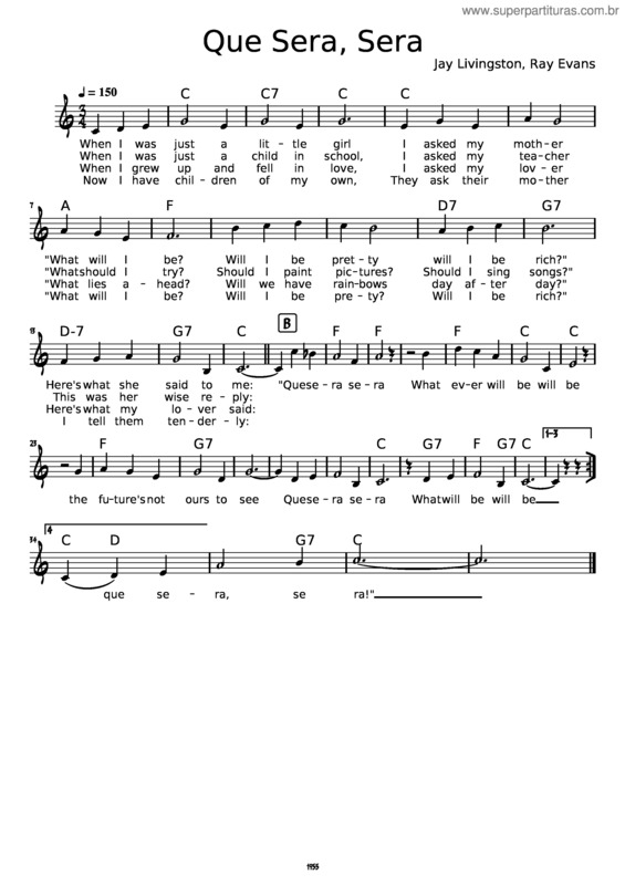 Super Partituras - Que Sera Sera v.3 (Doris Day, Misc Computer Games)