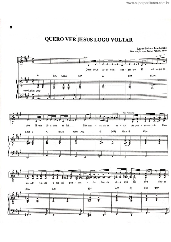 Super Partituras - Quero Ver Jesus Logo Voltar (Grupo Integração), com ...