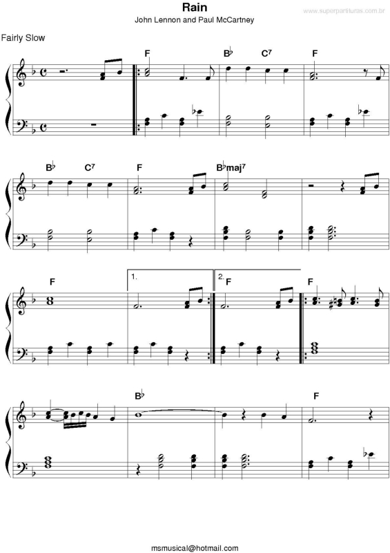 Super Partituras - Rain (The Beatles), com cifra