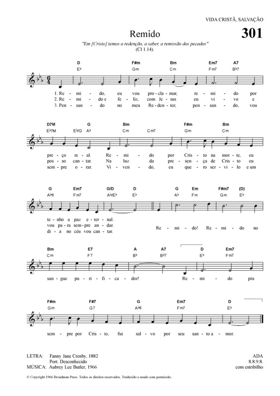 Super Partituras - Remido (Hinário do Culto Cristão), com cifra