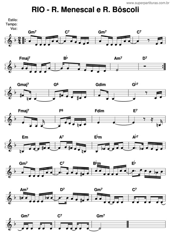 Super Partituras - Rio v.2 (Roberto Menescal, Ronaldo Bôscoli), com cifra