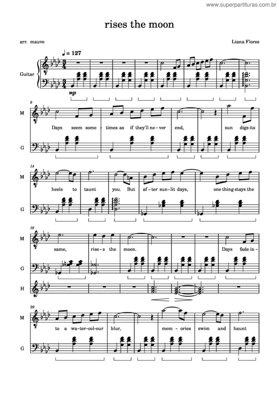 Super Partituras - Rises The Moon (Liana Flores)