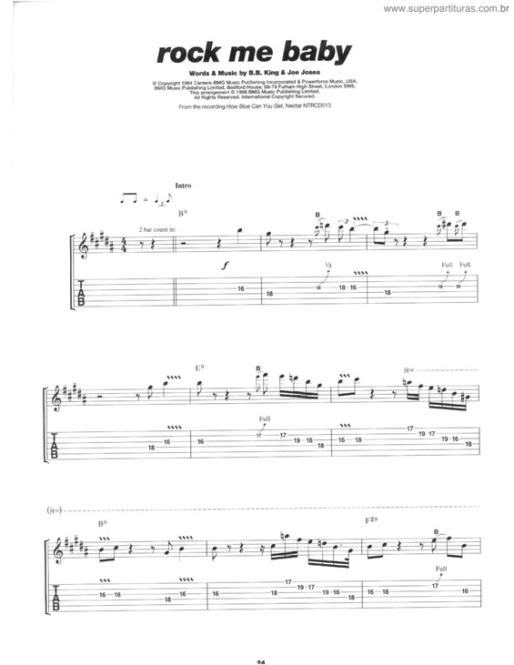 Super Partituras - Rock me baby v.2 (B. B. King), com cifra