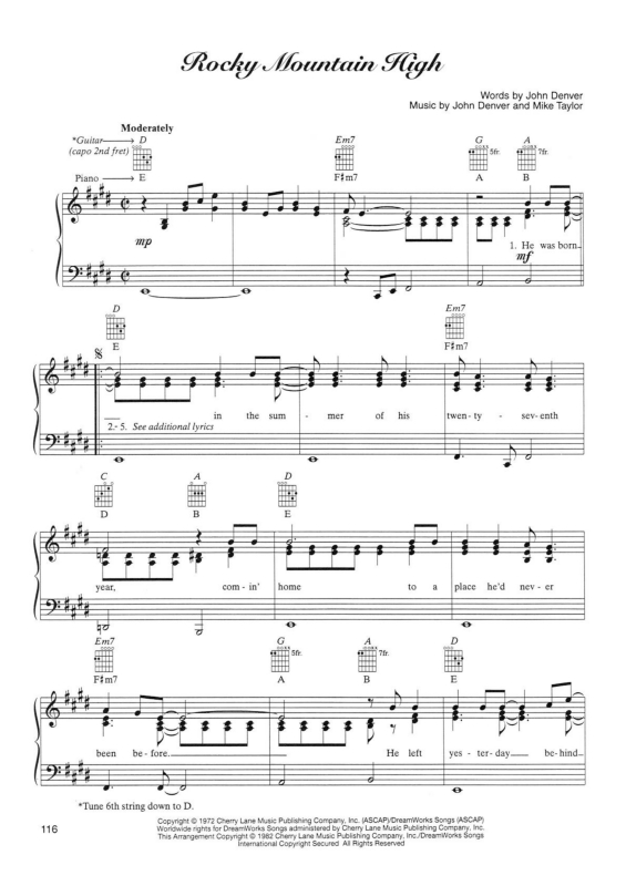 Super Partituras - Rocky Mountain High (John Denver, Mike Taylor), com ...