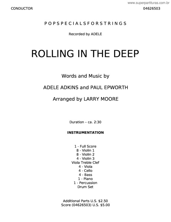 Super Partituras - Rolling In The Deep – Adele v.7 (Adele)