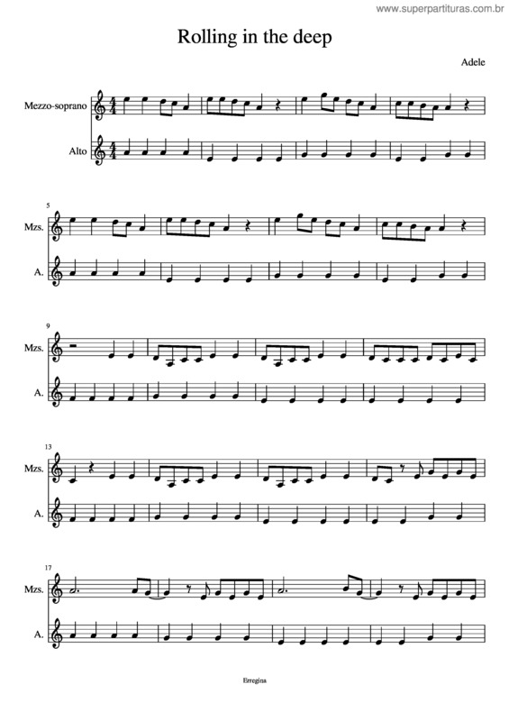 Super Partituras - Rolling In The Deep v.18 (Adele, Adele Adkins)