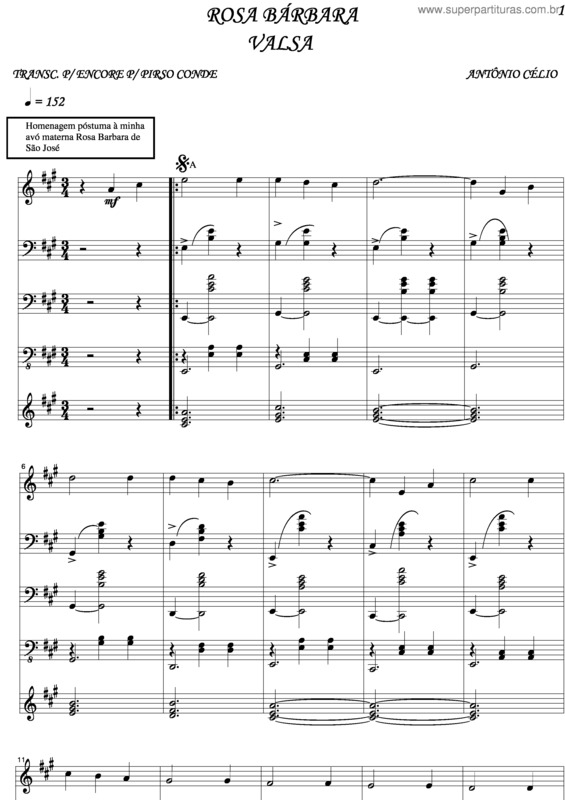 Super Partituras - Rosa Bárbara (Antônio Célio), com cifra