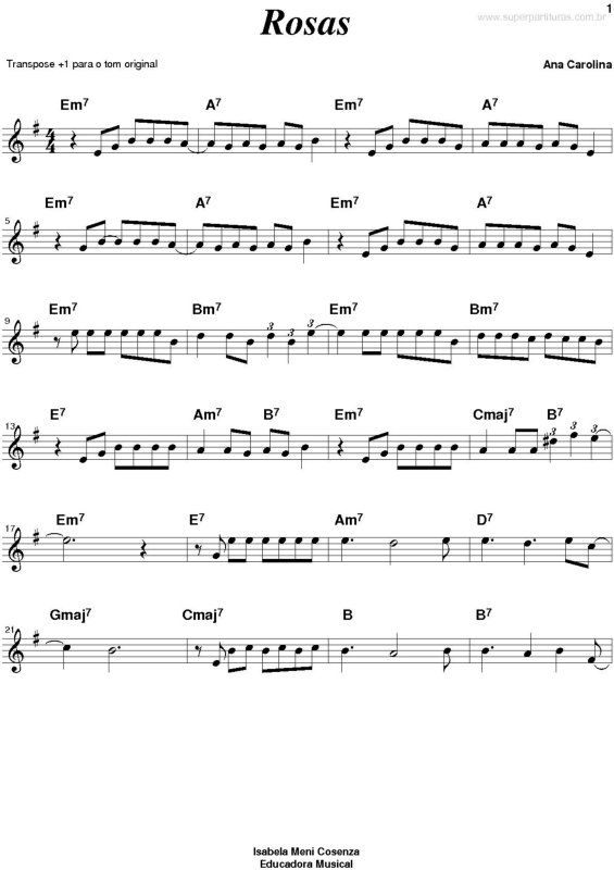 Super Partituras - Rosas v.2 (Ana Carolina), com cifra