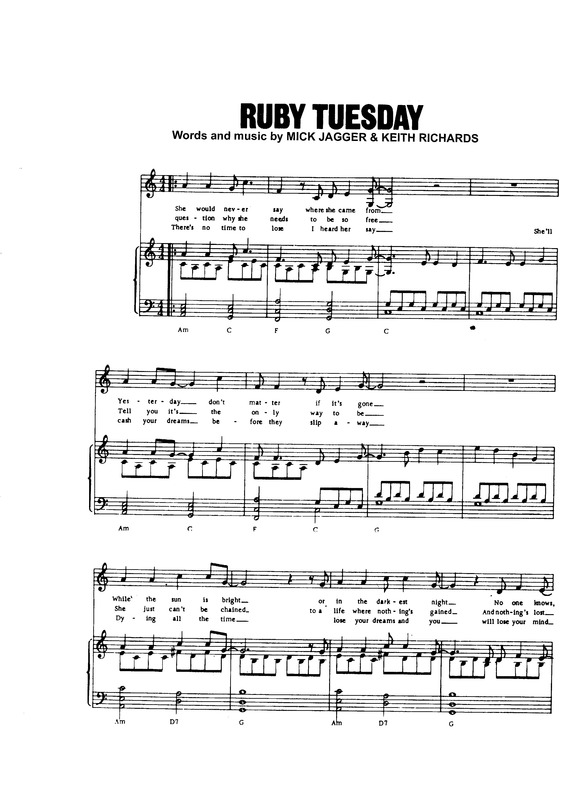 Super Partituras - Ruby Tuesday (The Rolling Stones), com cifra