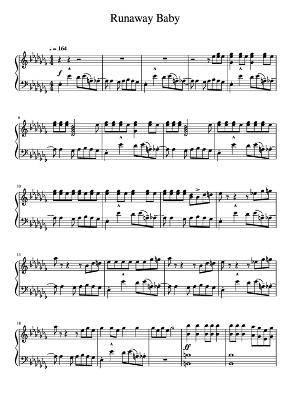 Super Partituras - Runaway Baby (Bruno Mars), com cifra