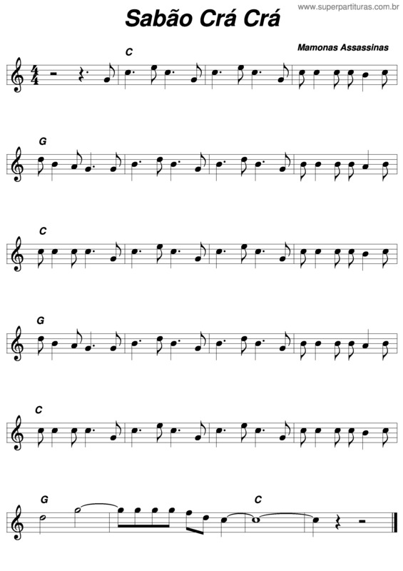Super Partituras - Sabão Crá Crá (Mamonas Assassinas), com cifra