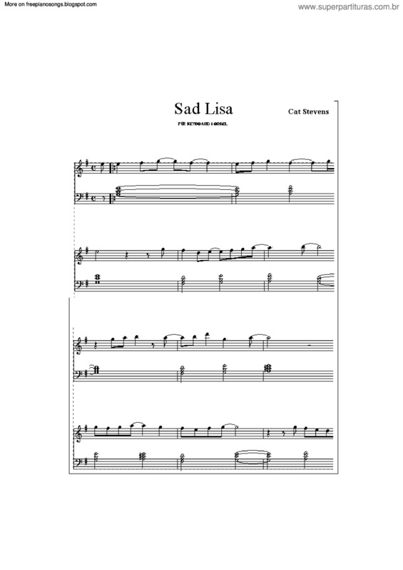 Super Partituras - Sad Lisa (Cat Stevens)